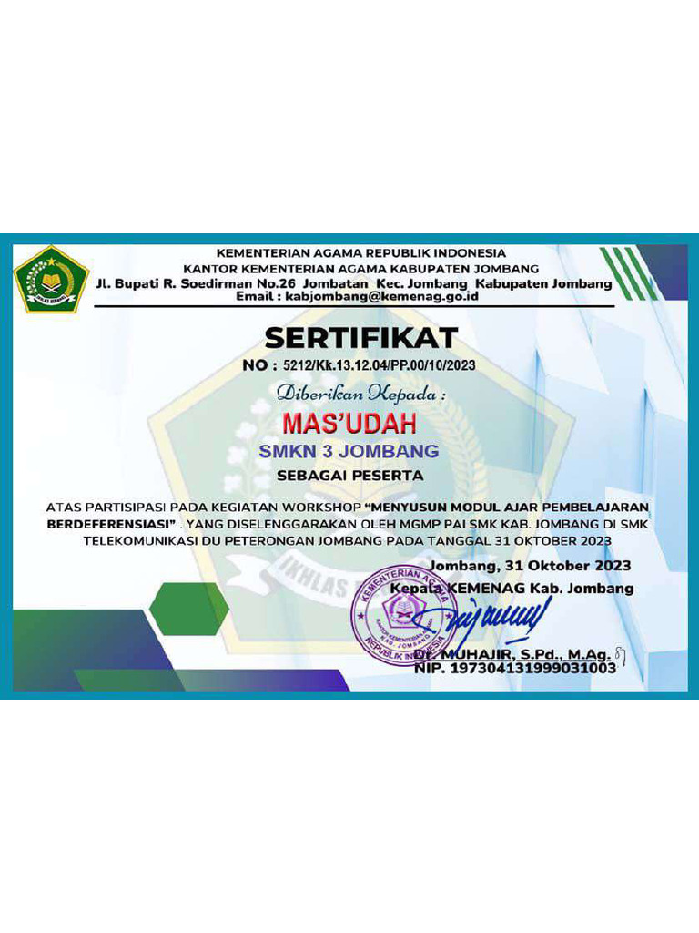 Sertifikat Pai | PDF