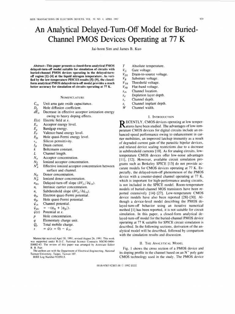 An Analytical Delayed-Turn-Off Model For Buried-Channel PMOS Devices ...
