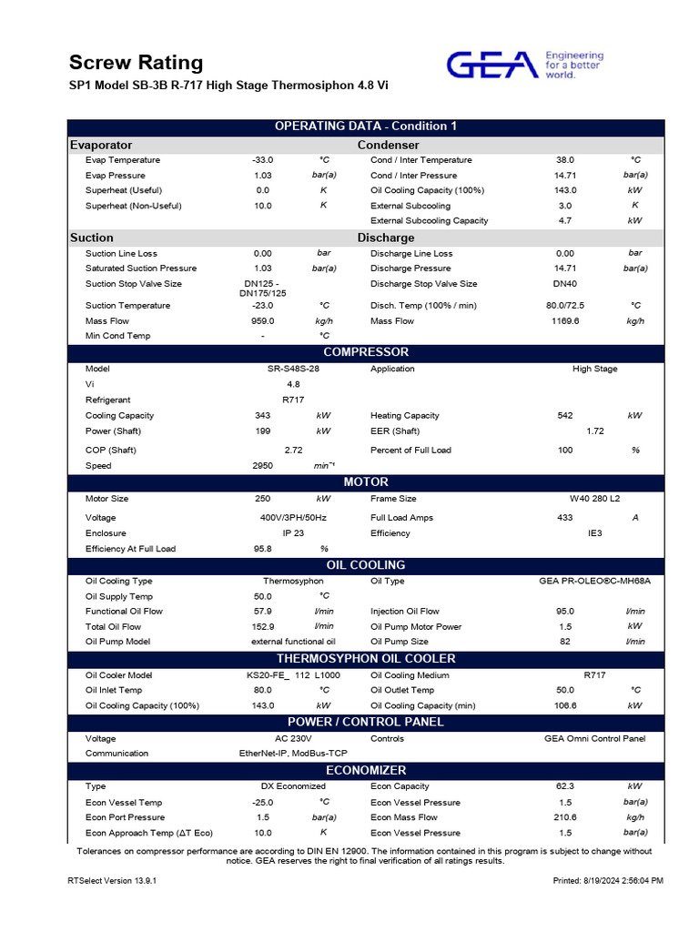 GRASSO SP1 SB-3B - 33ET +38CT Eco Closed | PDF | Engineering Thermodynamics | Technology ...