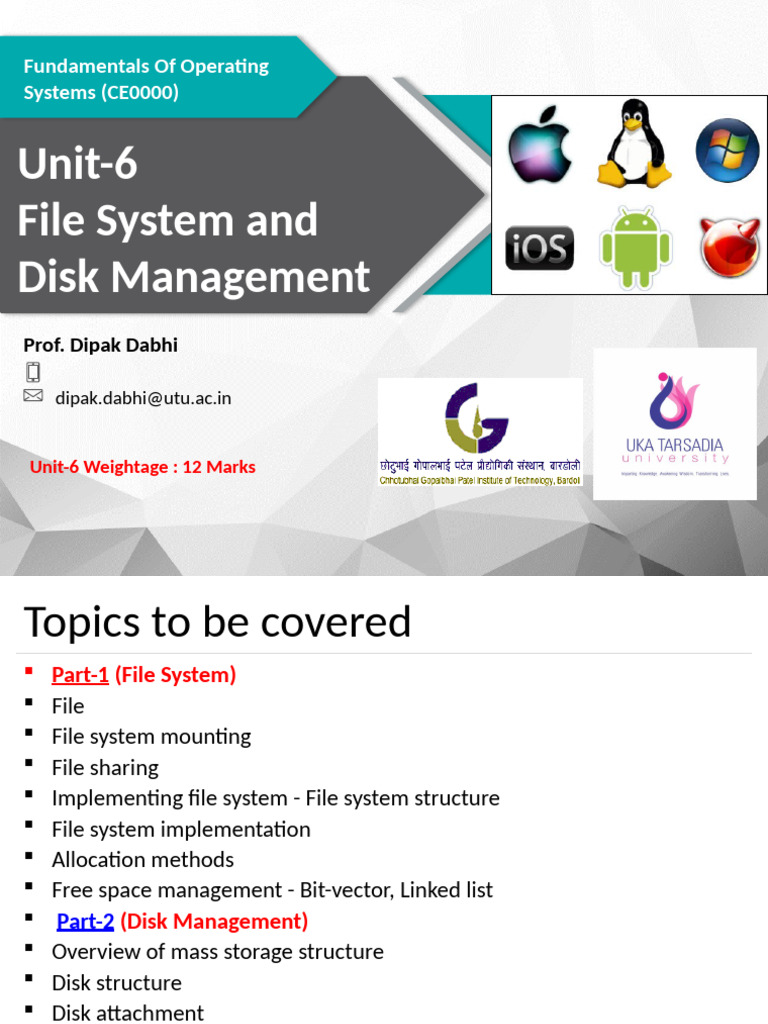 Unit-6 - File System and Disk Management | PDF