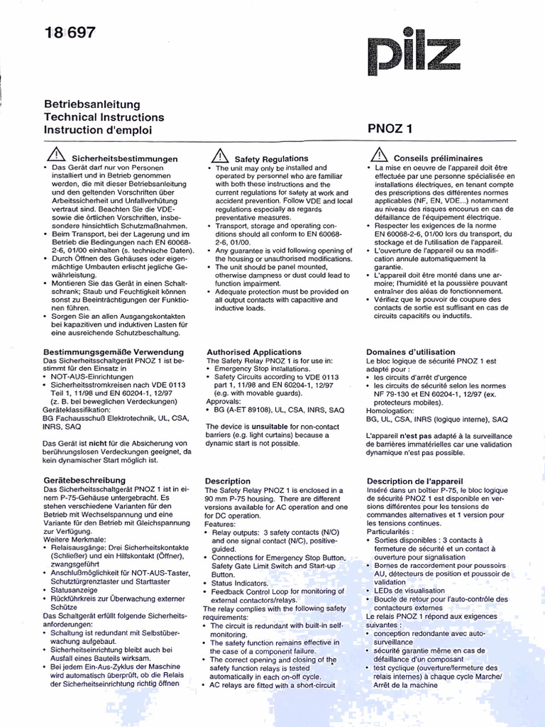 Реле PILZ | PDF