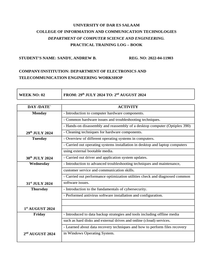 Logbook Week 2 | PDF