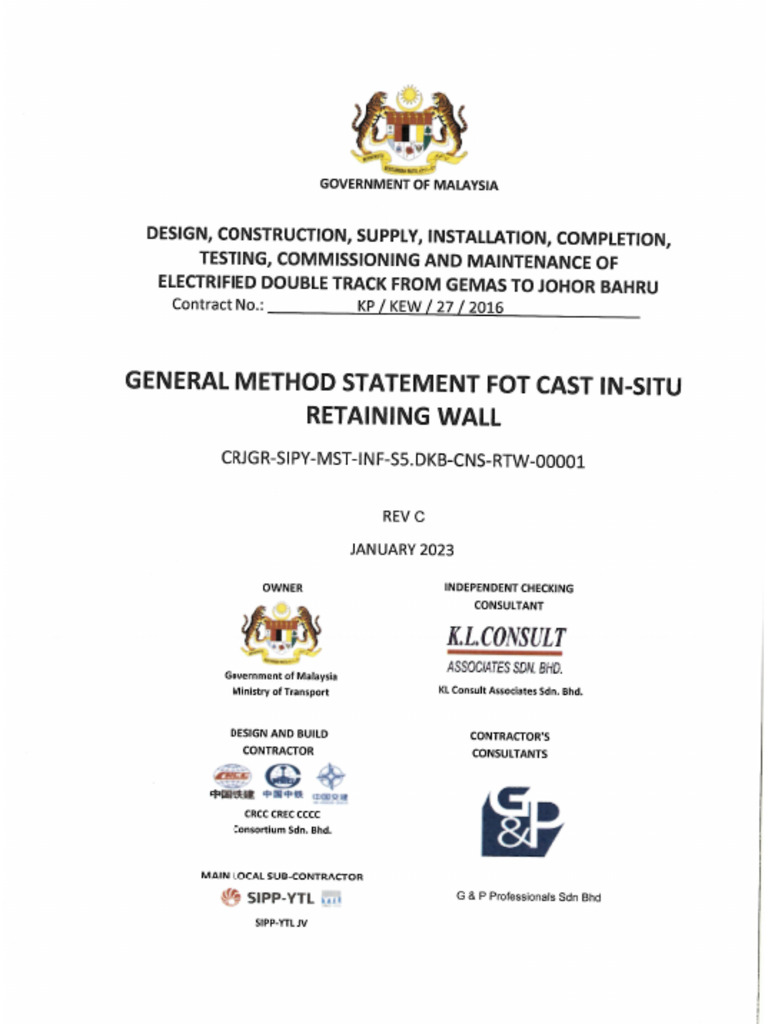 SMOS Cast in Situ Retaining Wall Depot | PDF