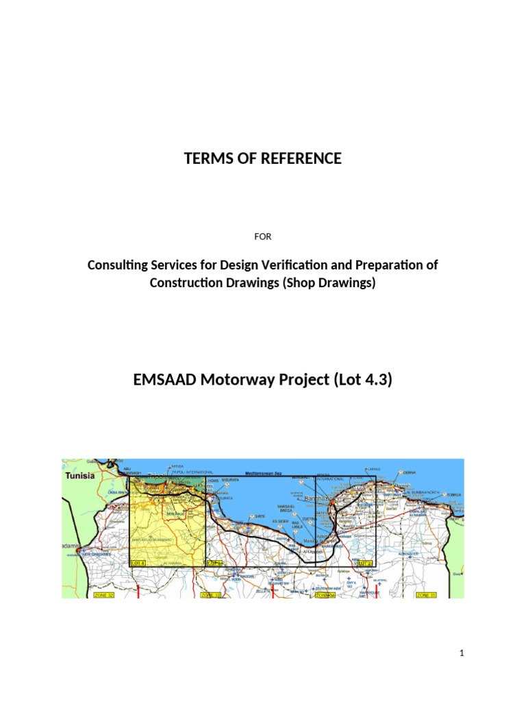Sample TOR For Design Review and Shop Drawing For Road Construction | PDF