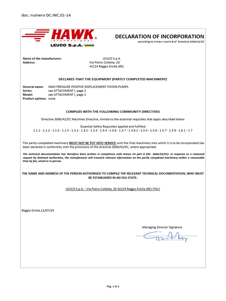 Pumps+Declaration+of+Incorporation | PDF