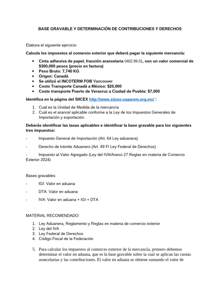 Actividad Base Gravable | PDF