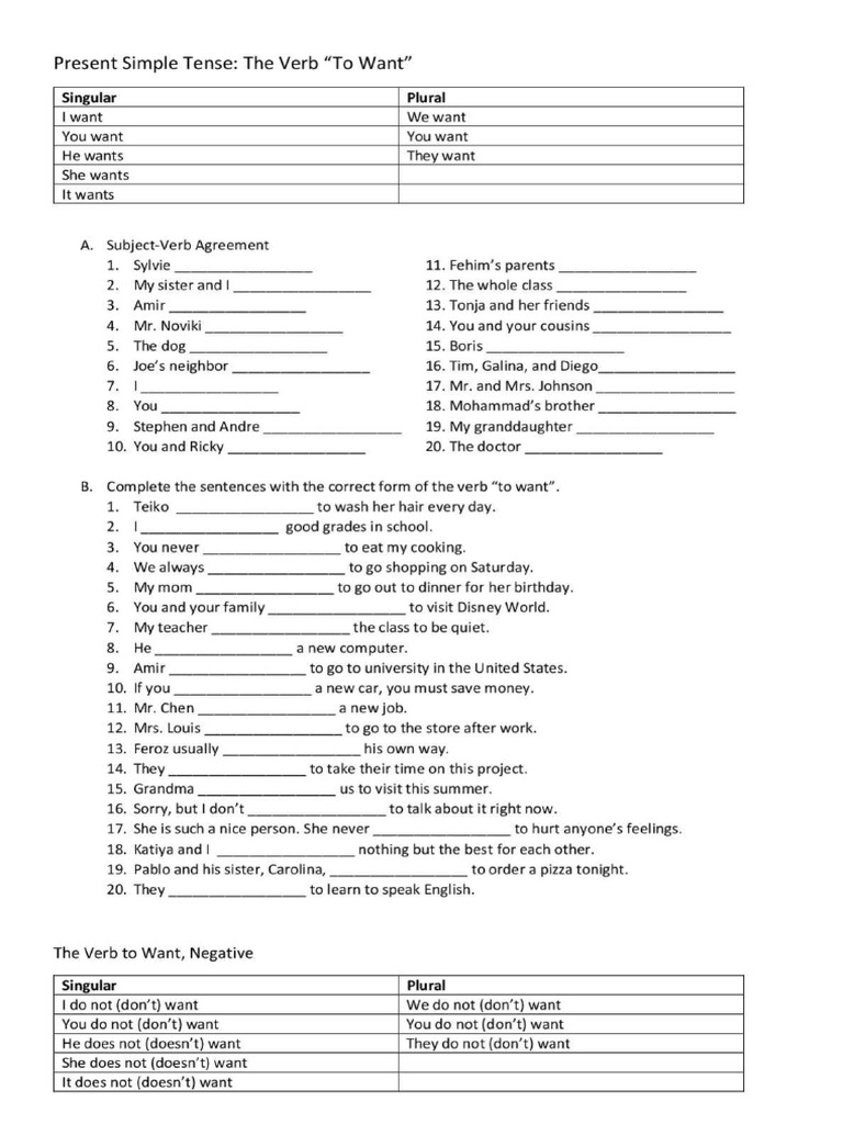 Verb Wants | PDF