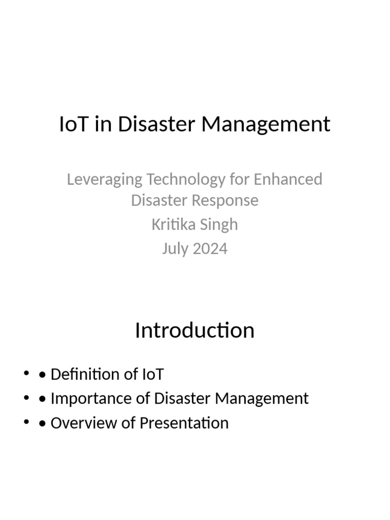 IoT's Impact on Disaster Management | PDF