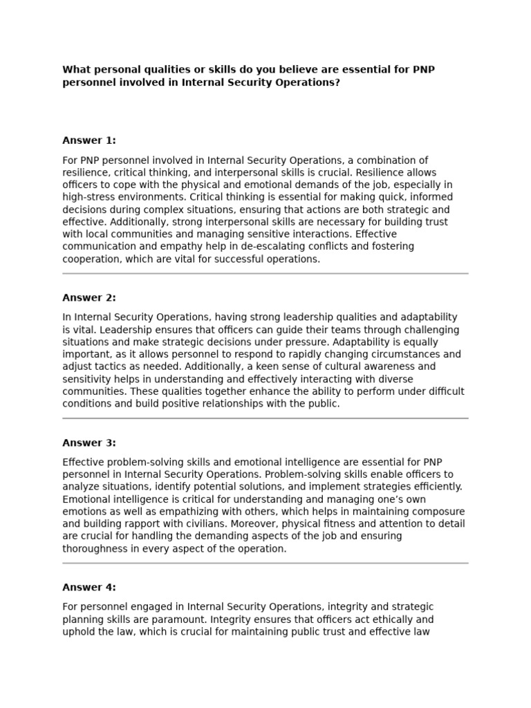 What Personal Qualities or Skills Do You Believe Are Essential For PNP ...