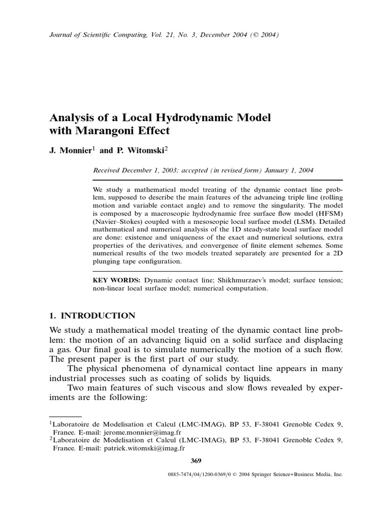 Analysis of A Local Hydrodynamic Model | PDF