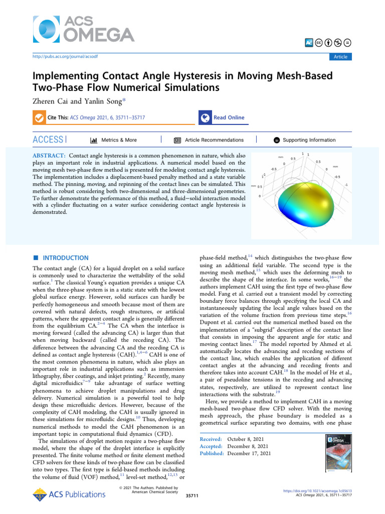 Cai Song 2021 Implementing Contact Angle Hysteresis in Moving Mesh Based Two Phase Flow ...