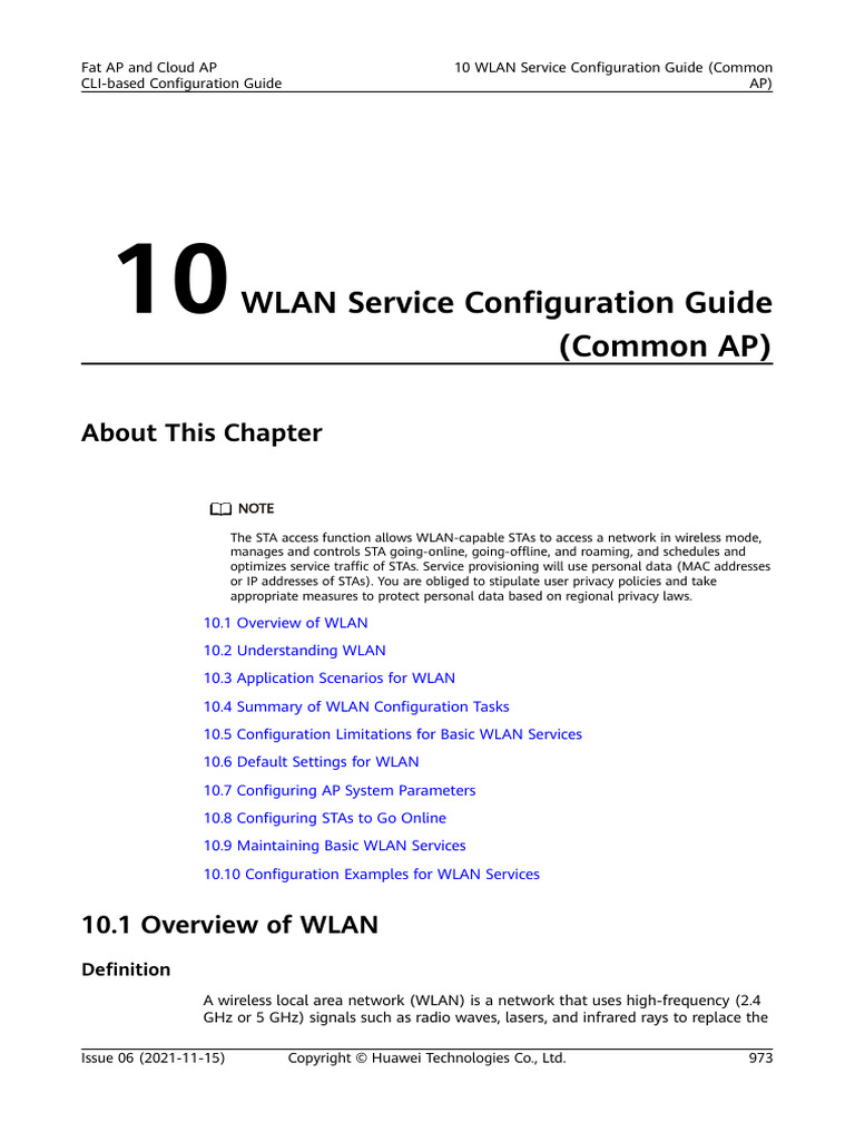 01-10 WLAN Service Configuration Guide (Common AP) | PDF