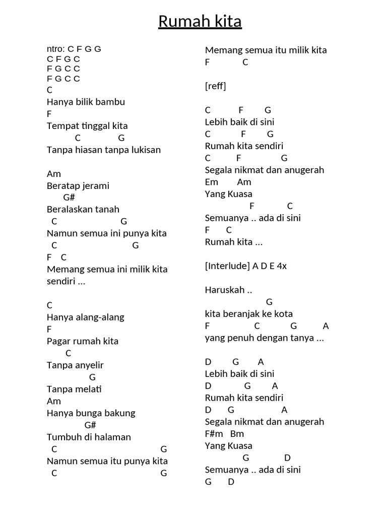 LIRIK LAGU Rumah Kita | PDF