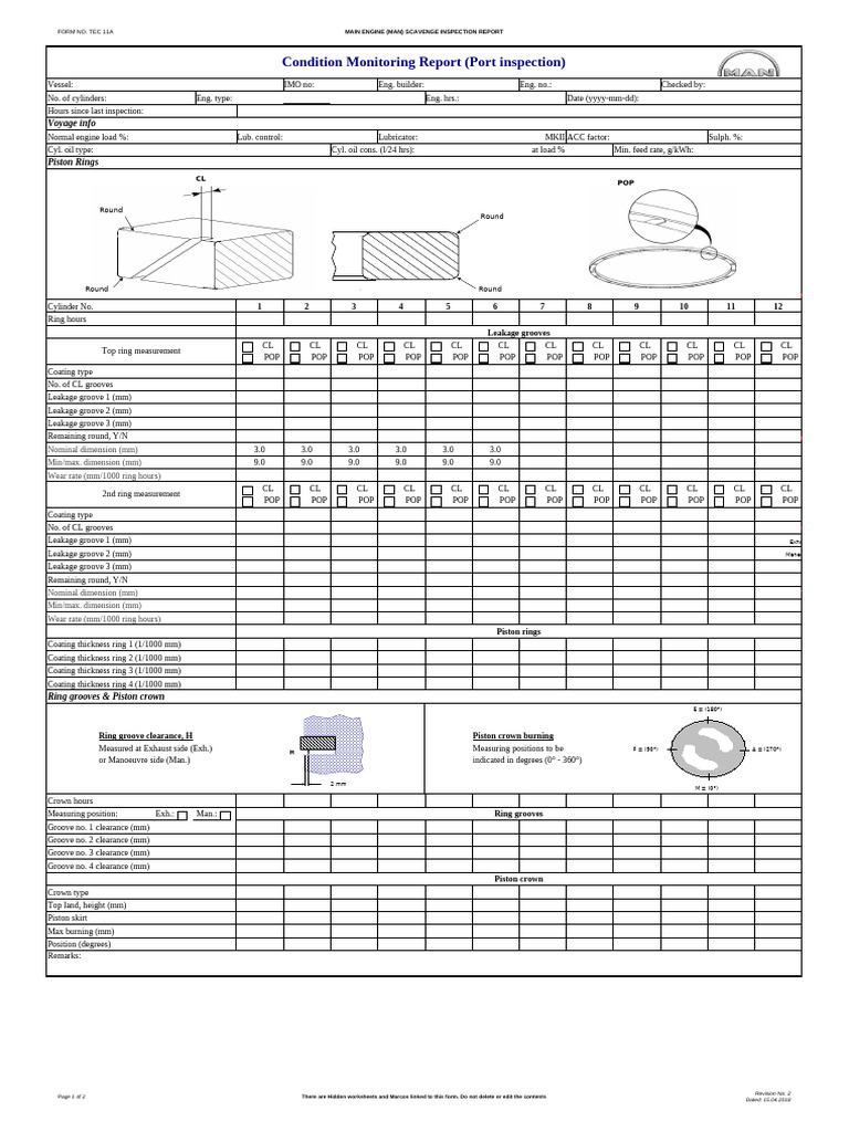 Tec 11 - Main Eng Scavenge Inspection Report | PDF