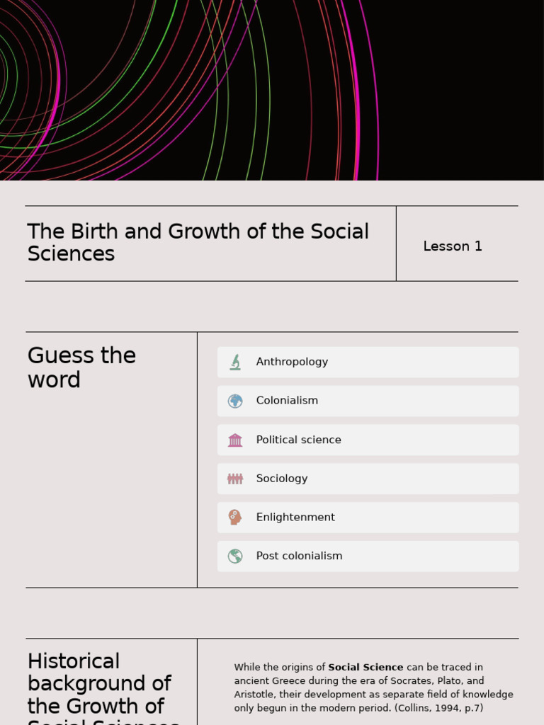 The Birth and Growth of The Social Sciences: Lesson 1 | PDF