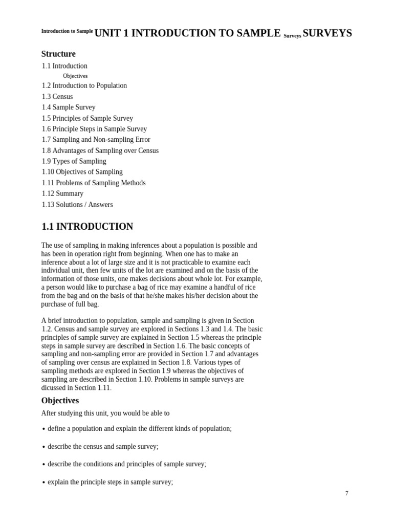 Chapter1 - Sample Survey Lecture 1 - STA 410 | PDF | Survey Methodology | Sampling (Statistics)