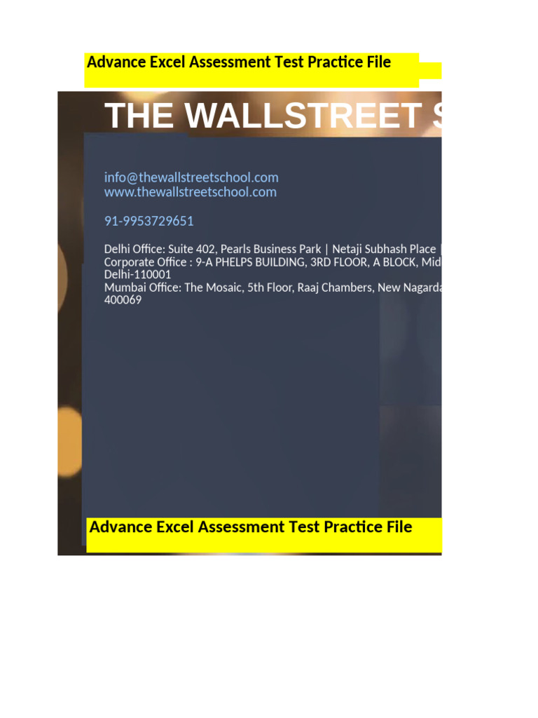 Advance Excel Assessment - Test | PDF | Economies | Payments
