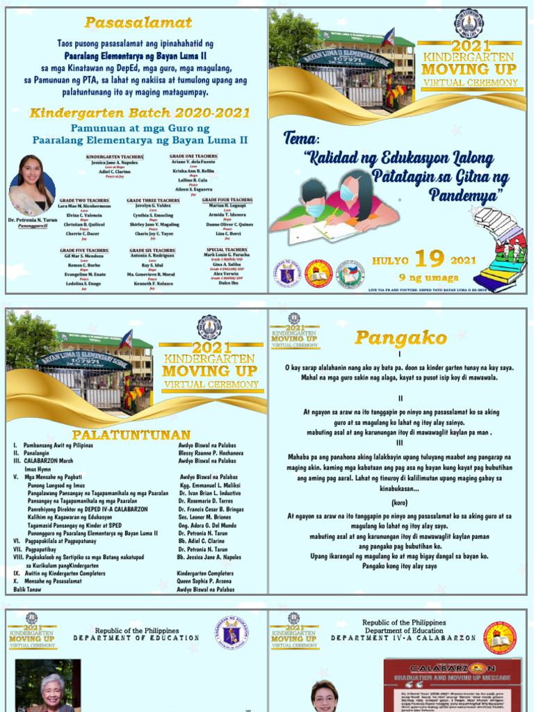 Souvenir Program-Kindergarten Virtual Moving Up 2021 | PDF