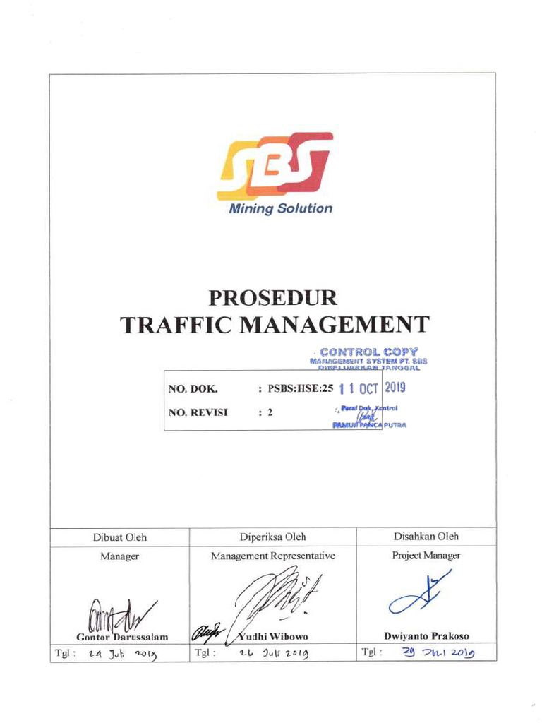 PSBS - HSE.25 Prosedure Traffic Management | PDF