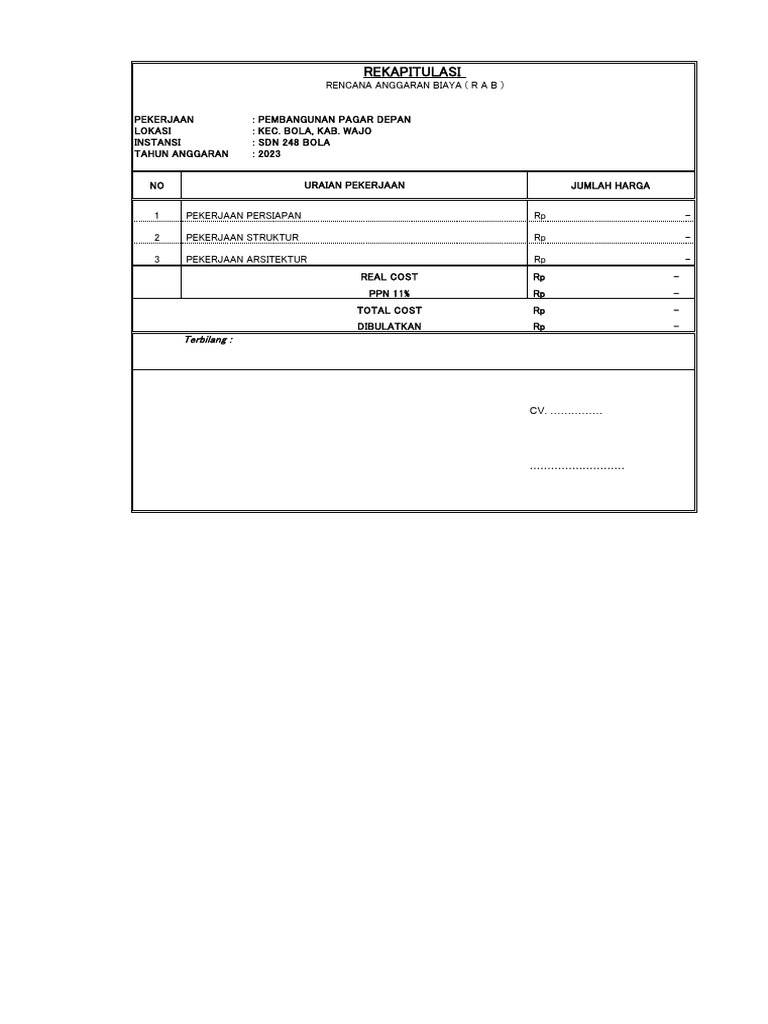 02 Boq Pagar Depan SDN 248 Bola | PDF