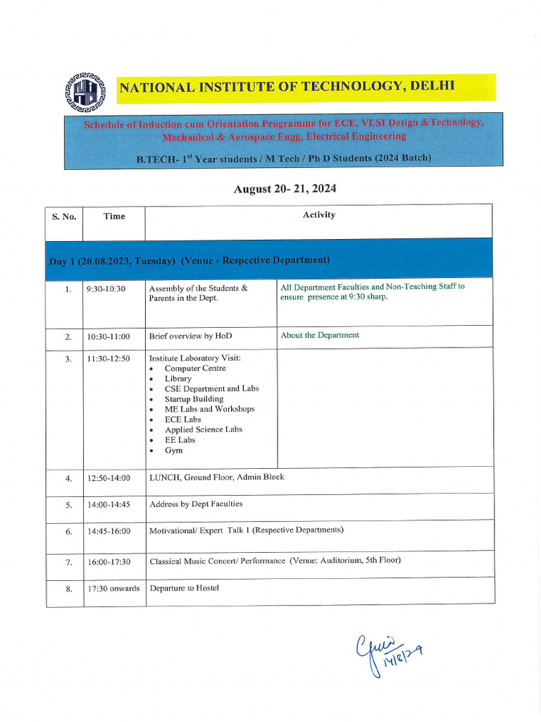 Schedule Orientat | PDF