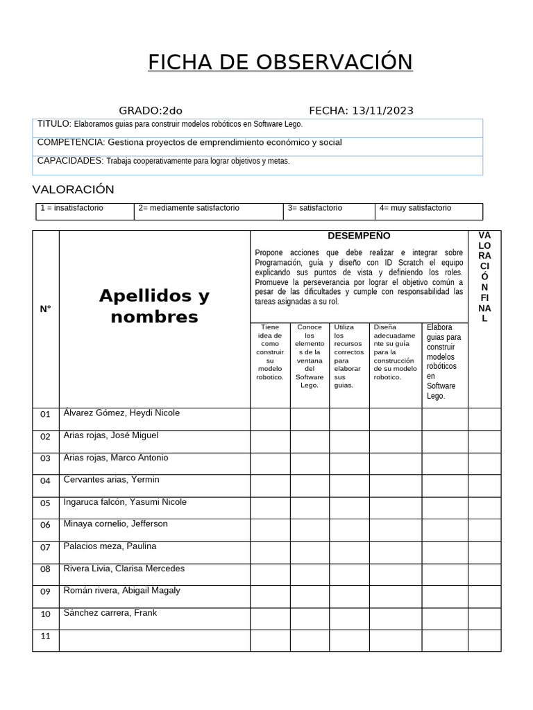 Ficha de Observacion 5 | PDF