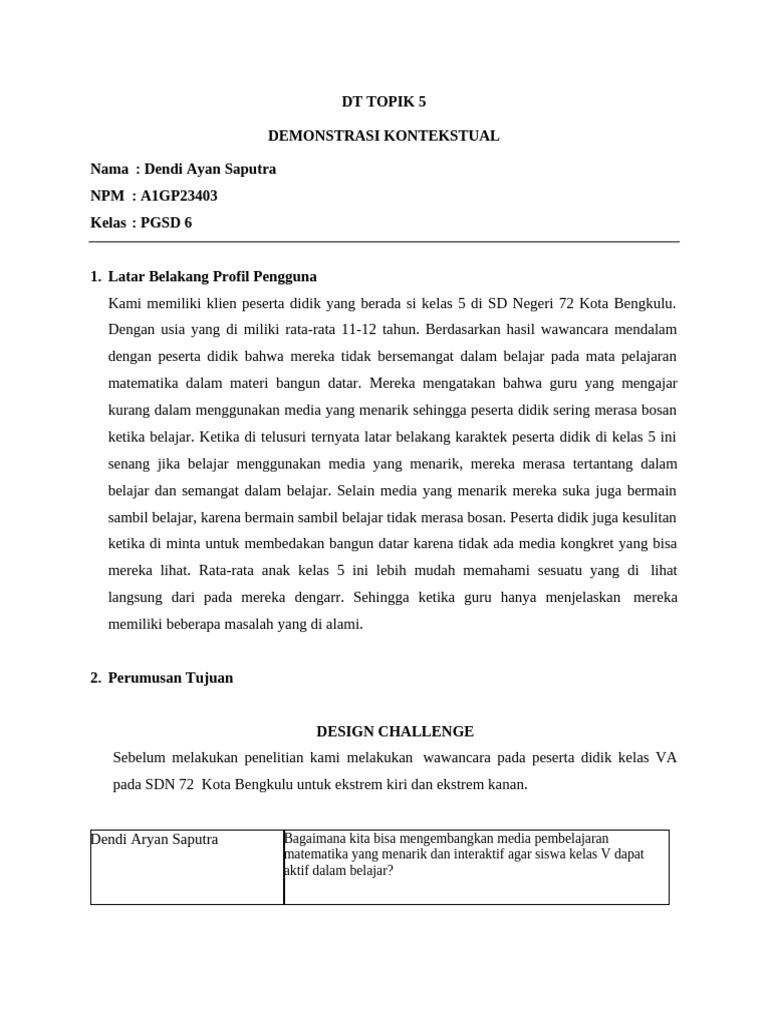 DT Topik 5 Demonstrasi Kontekstual | PDF