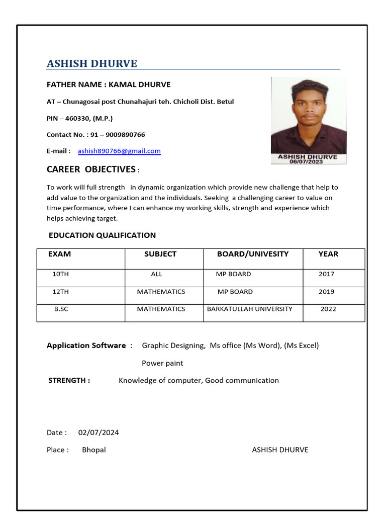 CV Ashish Dhurve 22 | PDF