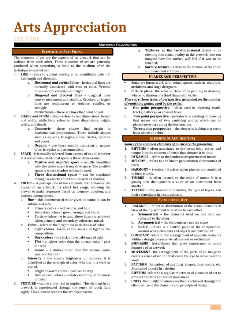 Arts Appreciation Midterm | PDF