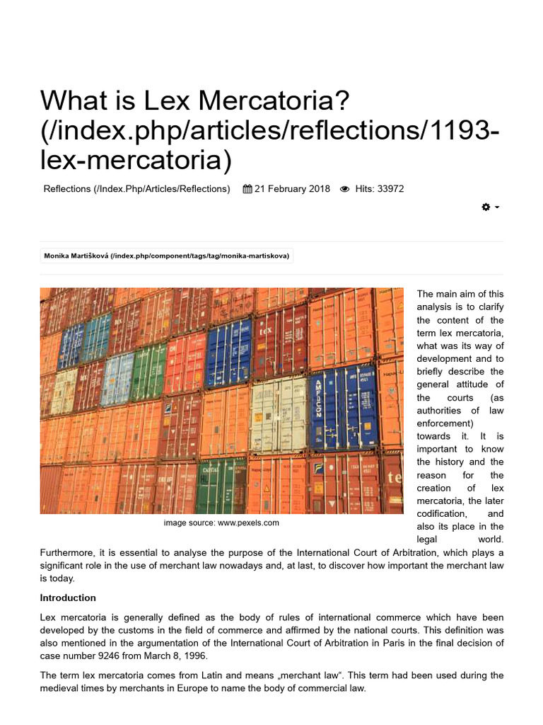 What Is Lex Mercatoria | PDF