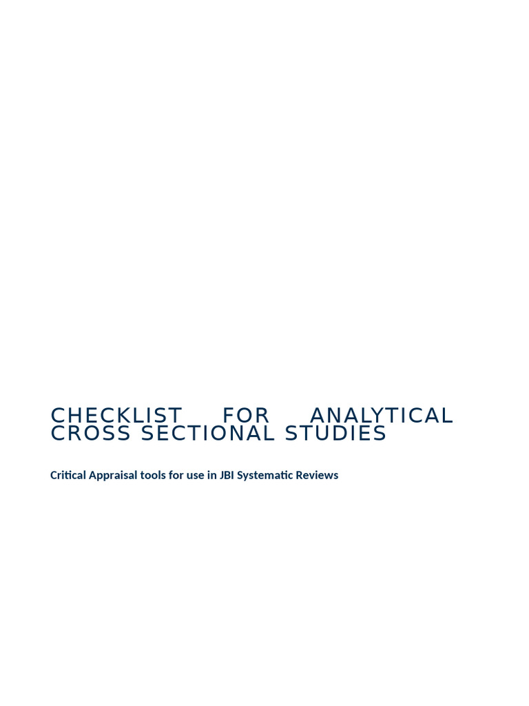 Checklist For Analytical Cross Sectional Studies | PDF
