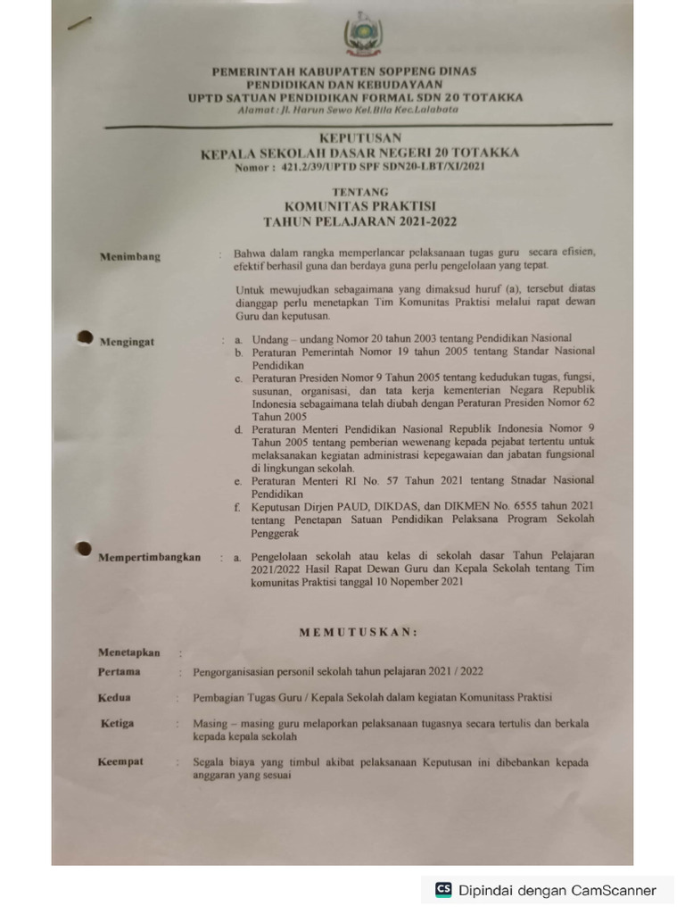 SK Dan Jadwal Kombel KIAS 2122 | PDF