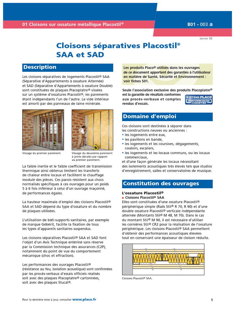 Cloisons Separatives Placostil | PDF