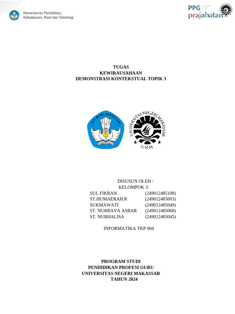 Kelompok 3 Demonstrasi Kontekstual Topik 3 | PDF