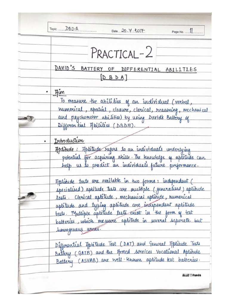 David's Battery of Differential Abilities | PDF