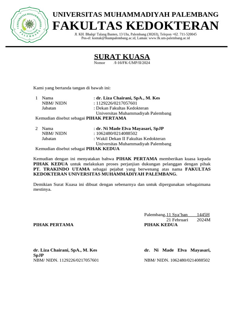 - Surat Kuasa An. Dekan WD II | PDF