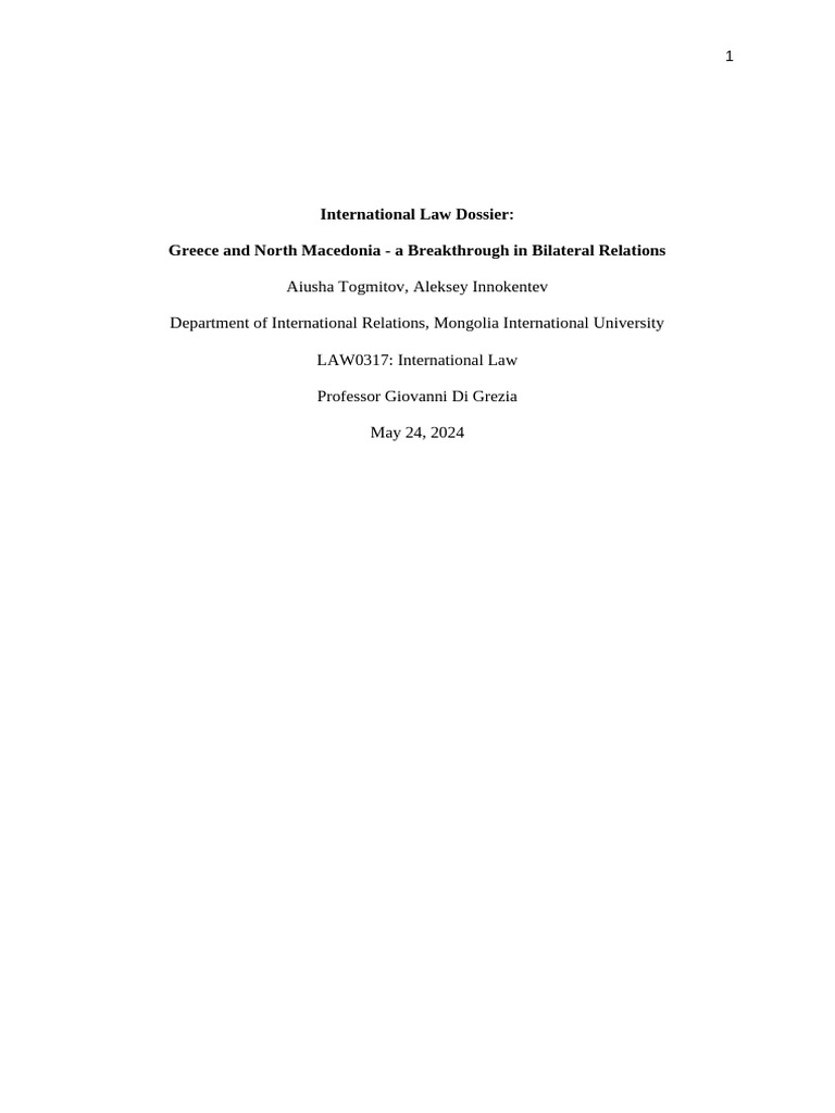 International Law Dossier | PDF