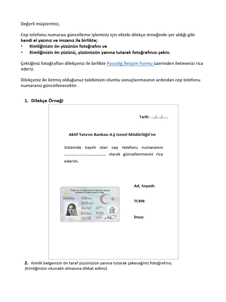 Cep No Guncelleme Dilekce | PDF