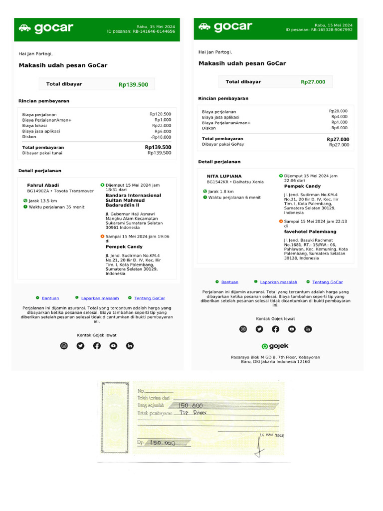Akomodasi Gocar Palembang 15-16 Mei | PDF
