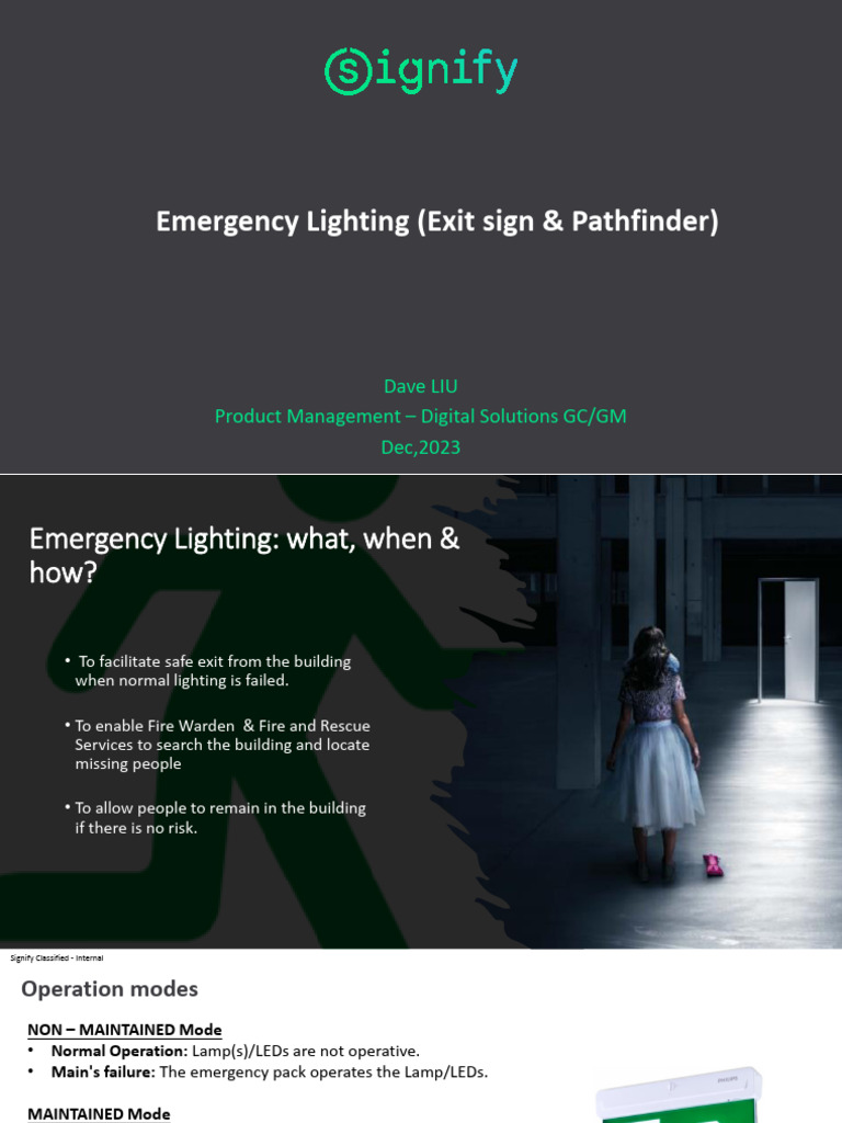 Emergency Lighting Exit Sign & Path Finder Product Datasheet | PDF