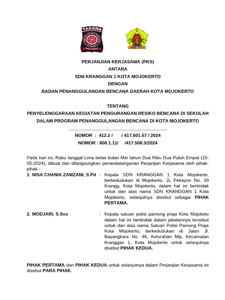 Mou Tagana SDN Kranggan1 | PDF