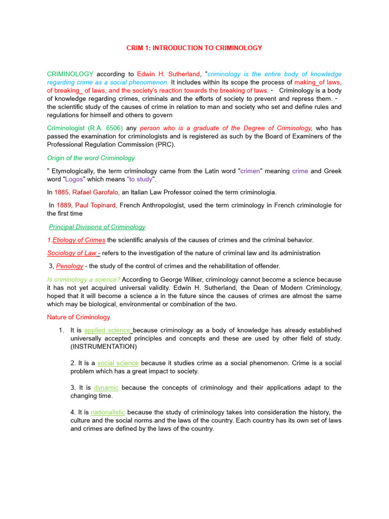 Introduction of Criminology | PDF