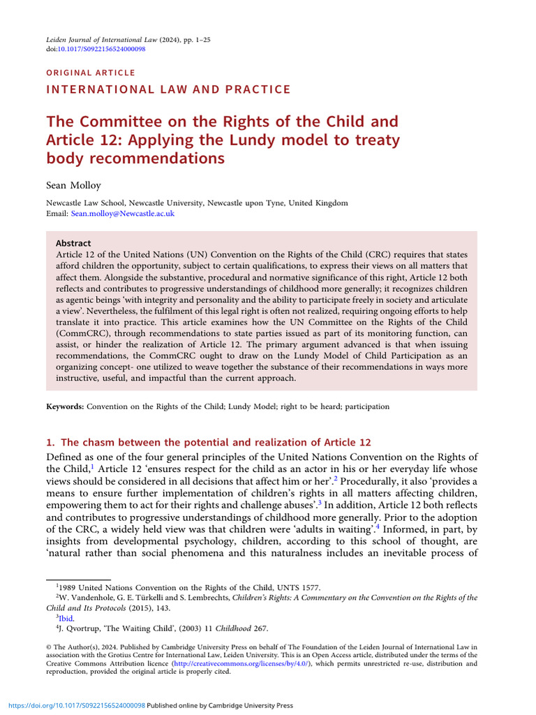 The Committee On The Rights of The Child and Article 12 Applying The ...