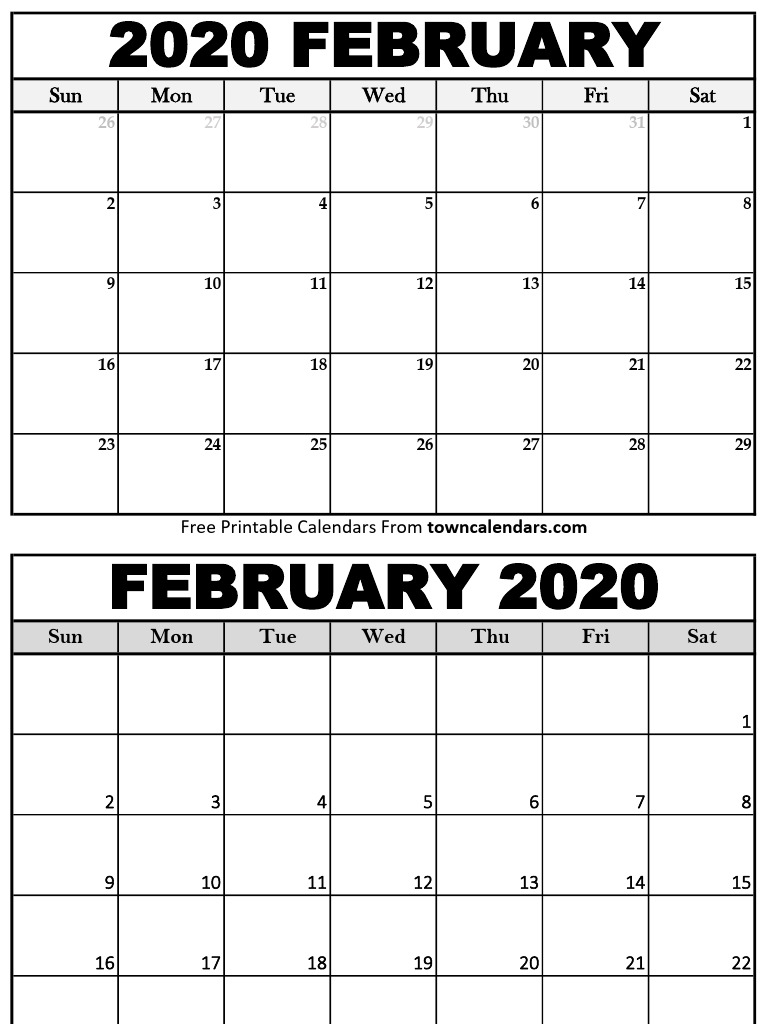 February 2020 Calendar | PDF