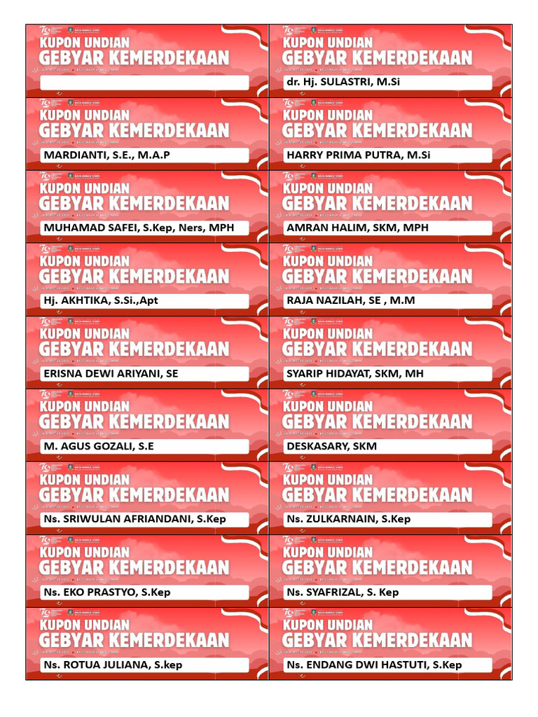 Kupon Undian Hut Ri Ke 79 Rsud Rat | PDF