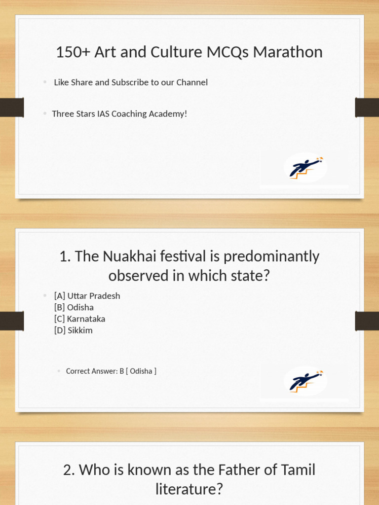 150+ Art and Culture MCQs Marathon | PDF
