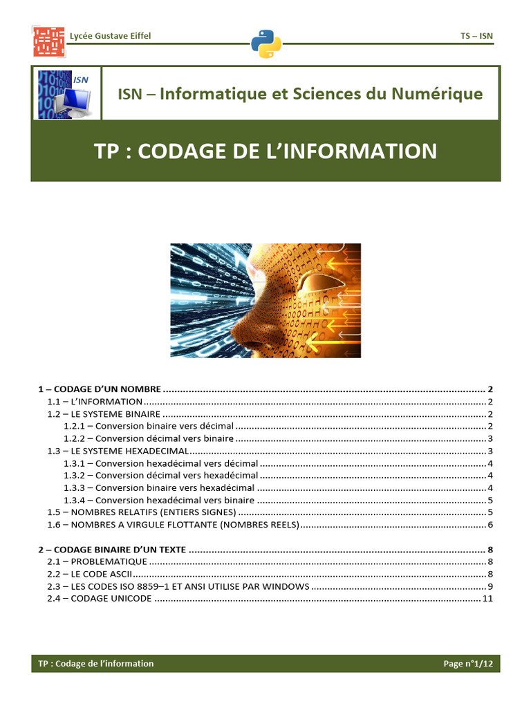 TP1 Codage de Linformation | PDF