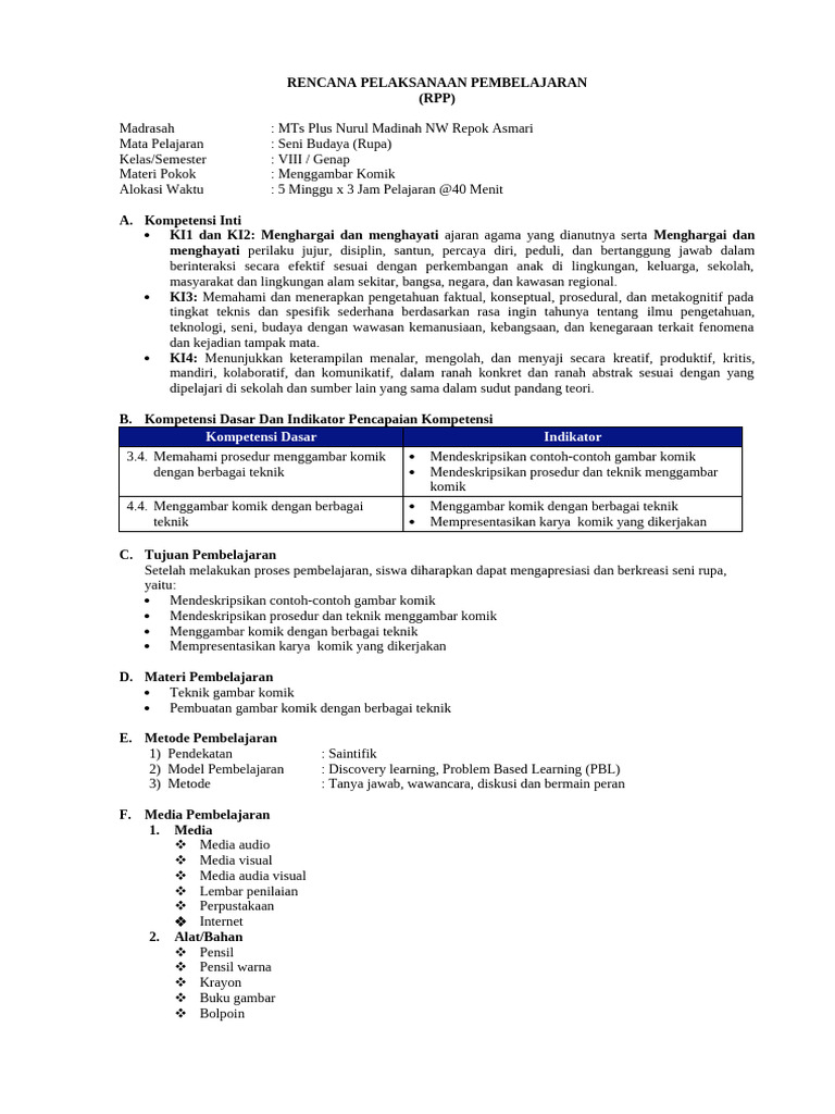 RPP 4 Seni Rupa | PDF