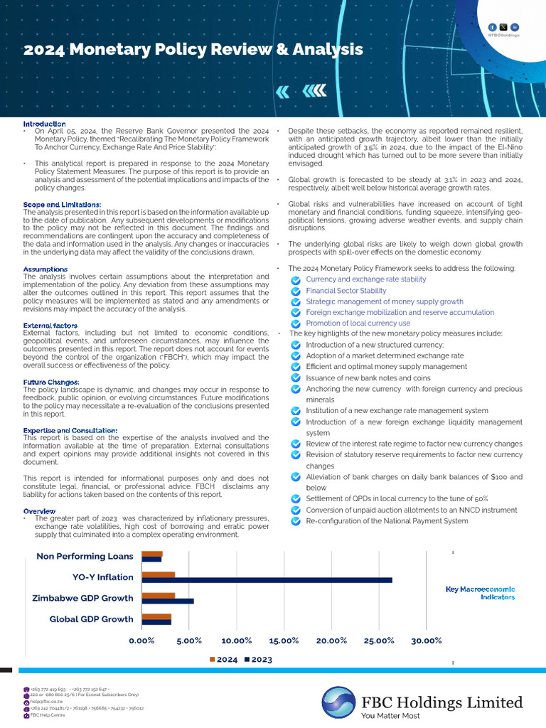 2024 Monetary Policy Statement Review & Analysis | PDF | Currency | Banks