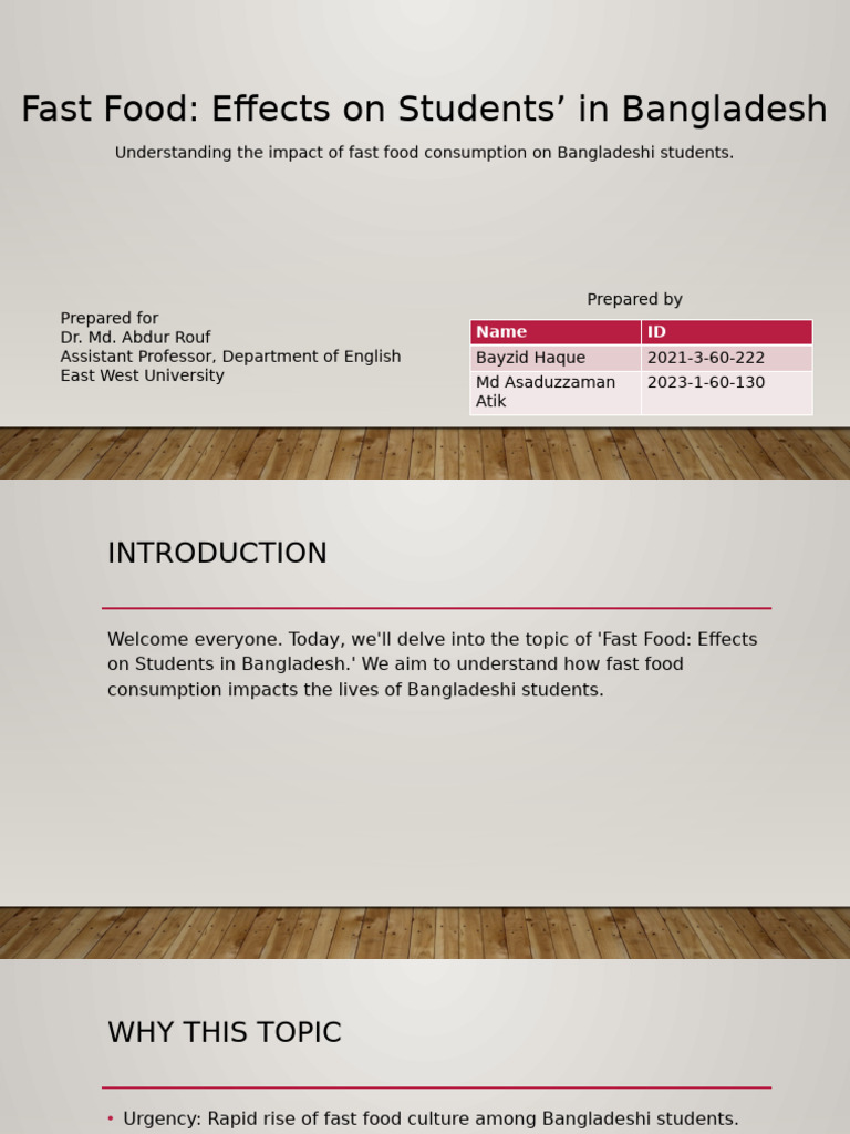 Term Paper on Fast Food Effects on Students in Bangladesh | PDF